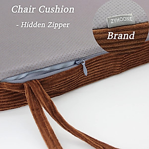 ZYHOONE Seat Cushion for Kitchen Chairs with Ties - Indoor Square Thick No Slip Chair Cushion and Pad fit Wooden Metal Chair with Linen Machine Washable Cover [16 X 16 X 2 Inches] - Red