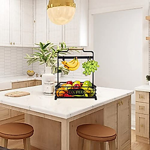 TreeLen Coffee Mug Holder with Removable Hooks, 6 Capacity Coffee Cup Holder for Countertop, Metal Coffee Mug Rack for Coffee Bar, Coffee Mug Tree for Large Mugs, Black