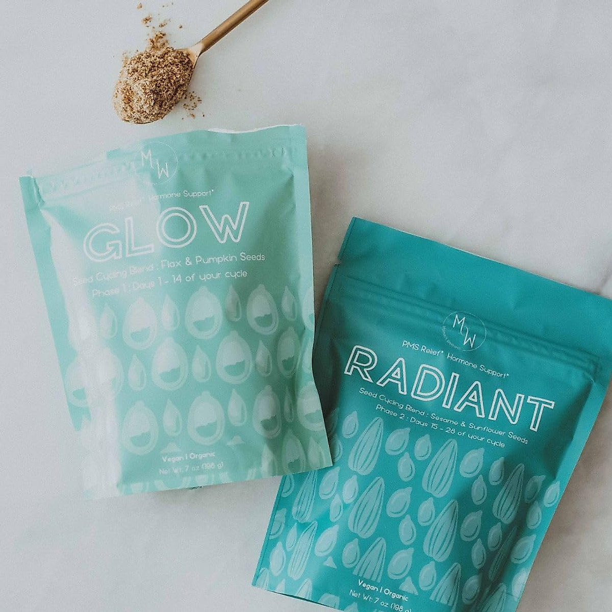 Manski's Wellness Glow & Radiant Seed Cycle Kit | PMS Support | Organic Seed Cycling | Natural Hormone Balance | Ease Cramps | Mitigate Cycle Symptoms | Vegan Supplement