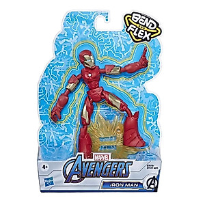 Marvel Avengers E7870 Beyblade Bend and Flex Action, 6-Inch Flexible Iron Man Figure, Includes Accessory, Ages 4 and Up, Multicoloured
