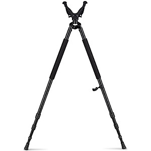 Trakiom Bipod Shooting Sticks for Hunting， Shooting Bipod for Hunting, Adjustable Bipod Shooting Rest, Rifle Bipod with 360° Rubber V Yoke Rest, Twist Lock, Lightweight Aluminum Frame and Spike Feet