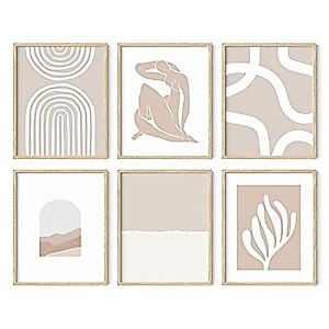 HAUS AND HUES Neutral Wall Art, Beige Wall Decor, Beige Wall Art, Wall Art Modern Abstract, Matisse Poster, Matisse Prints, Geometric Wall Art, Mid Century Modern Wall Art, Boho Art (Unframed 8x10)