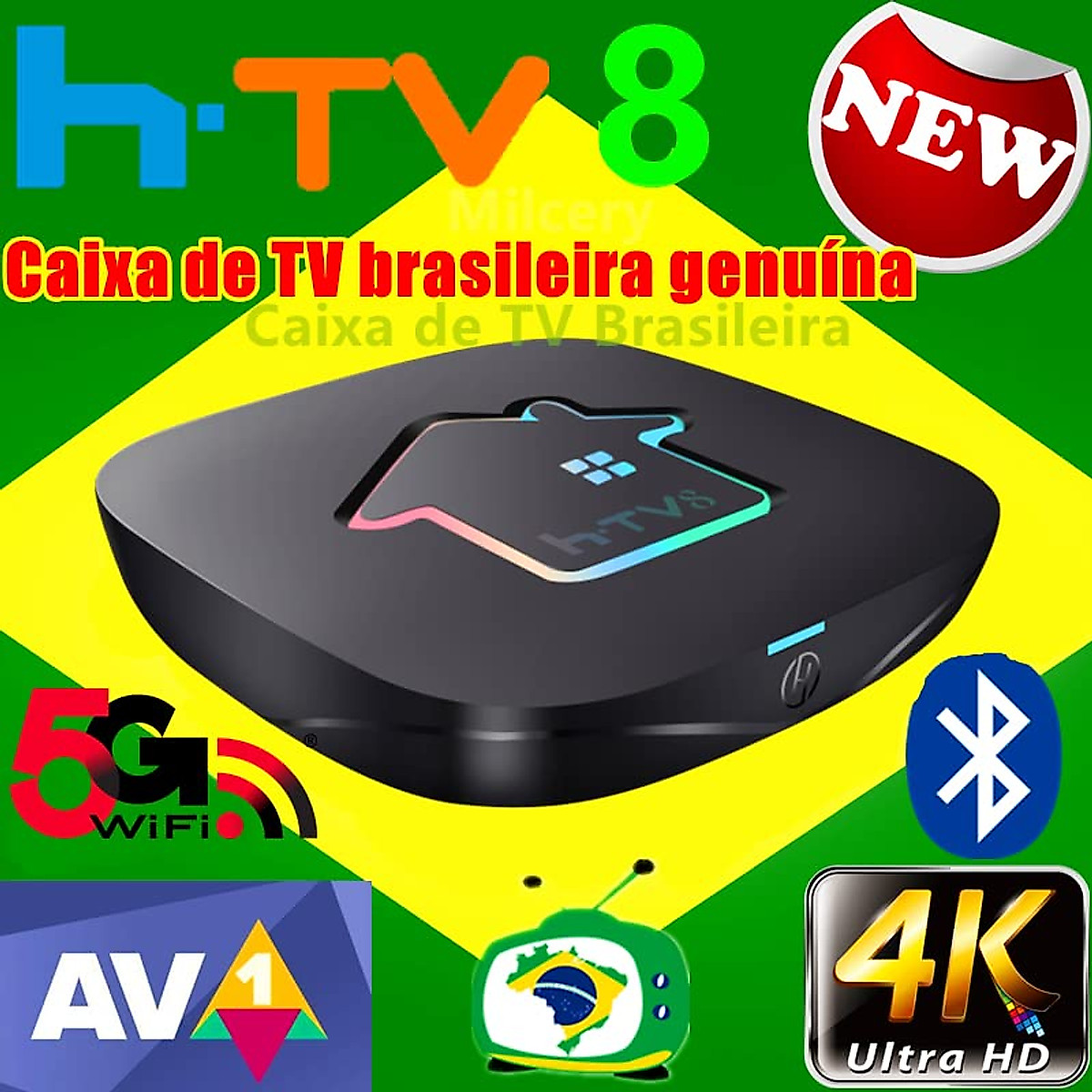 HTV 8 Brazil TV Box 2023 HTV Box 8 TV New Version Brazilian TV Box 4K Ultra HDR USB2.0/3.0 WiFi 2.4GHz/ 5GHz