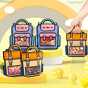 EONSUI 30PCS Plastic Gift Bags with Handles, Cartoon Backpack Bags for Party, Wedding, Birthday, Baby Shower, Bulk Goodie Bags for Candy, Party Favors, Snacks (Mixed Color, Large)