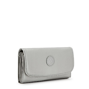 Kipling Womens Money Land Wallet, Rfid Anti-hacker Technology Snap, Bright Metallic, 7.25 L X 4 H X 1.25 D US