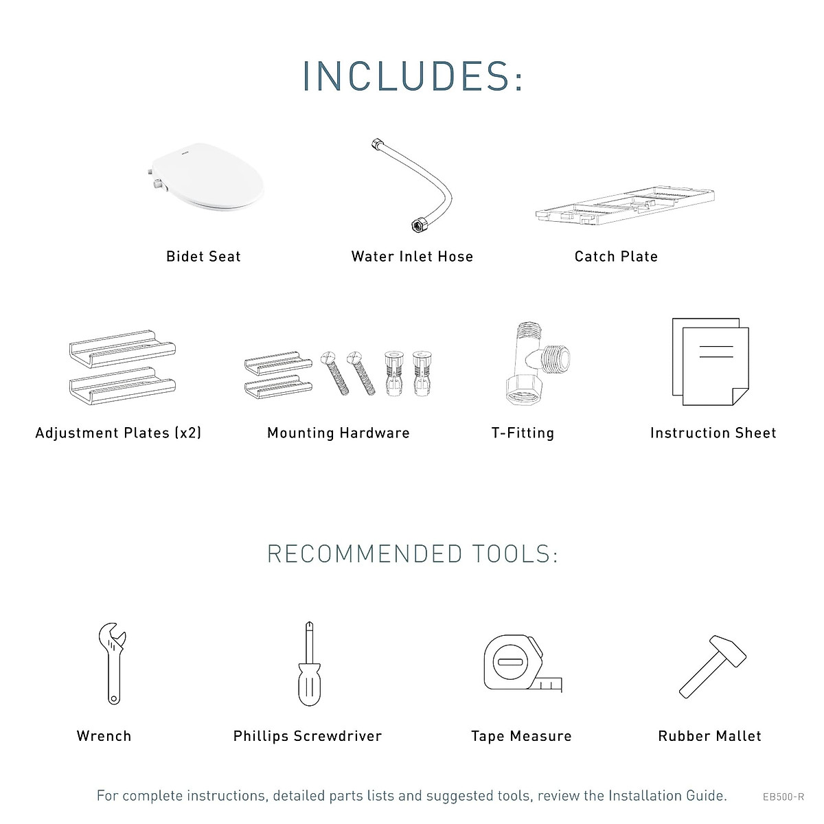 Moen EB500-R 2-Series Standard Non-Electronic Bidet Seat for Round Toilets, White