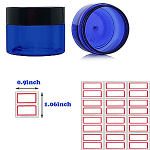 5 Ounce Blue Plastic Cosmetic Jars, Wide Mouth Refillable Containers with Lids for Creams, Lotion, Ointments, Make Up, Bath Salt and Body Butter, 12 Pcs