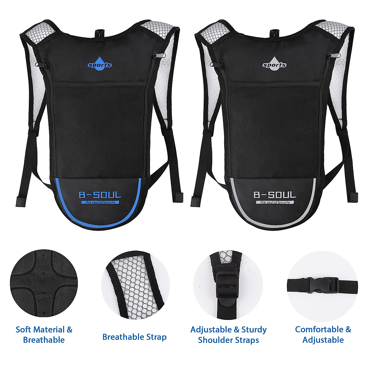 Hydration Backpack with 2L Water Bladder, ACVCY Backpack Reservoirs Water Bladder Daypack for Festivals, Raves, Running, Hiking, Biking (2 Pack)