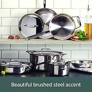 All-Clad D5 5-Ply Stainless Steel Cookware Set 5 Piece Induction Oven Broiler Safe 600F Pots and Pans Silver