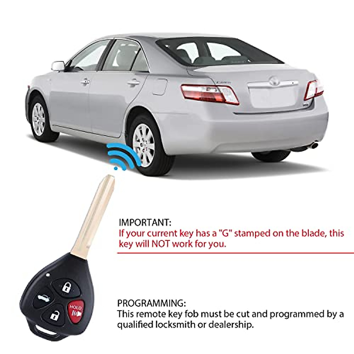 Car Remote Key Fob Replacement fits for Toyota Camry 2007-2010/ Corolla 2009-2010 Vehicles That Use HYQ12BBY with 4D67 Chip (1 PCS)