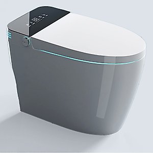Smart Toilet with Bidet Built in, Foot Sensing Toilet Bidet Combo with Auto Flush, Warm Water, Heated Bidet Seat, Dynamic Night Light, LCD Display, Modern Design Electric Tankless Toilets in 1.28GPF