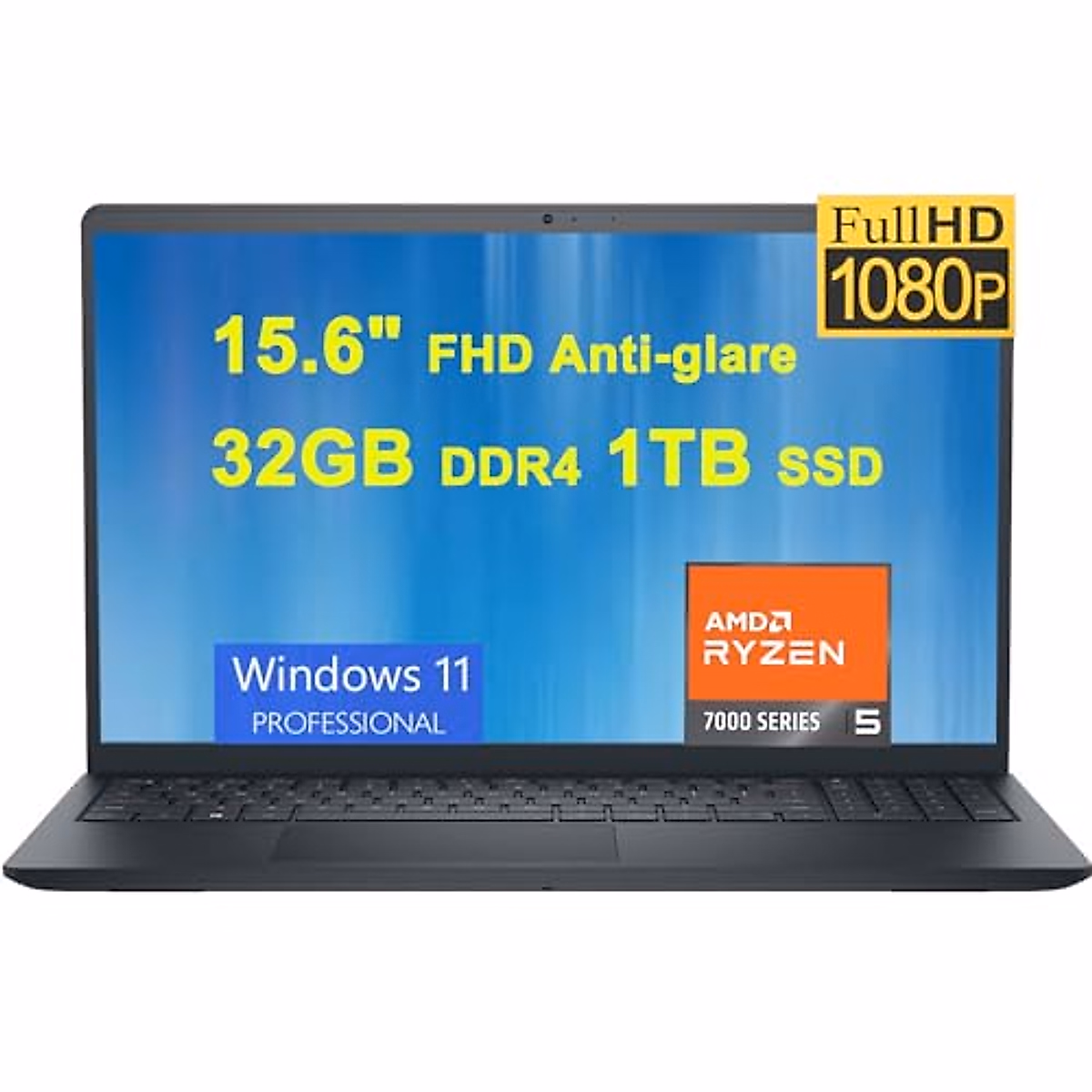 Dell Inspiron 15 3535 Business Laptop | 15.6" FHD Anti-Glare | AMD 6-Core Ryzen 5 7530U Processor (>i7-1255u) | 32GB DDR4 1TB SSD | USB-C HDMI ExpressCharge Win11Prpo Black