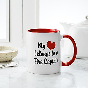 CafePress My Heart Belongs To A Fire Captain Mug Ceramic Coffee Mug, Tea Cup 11 oz