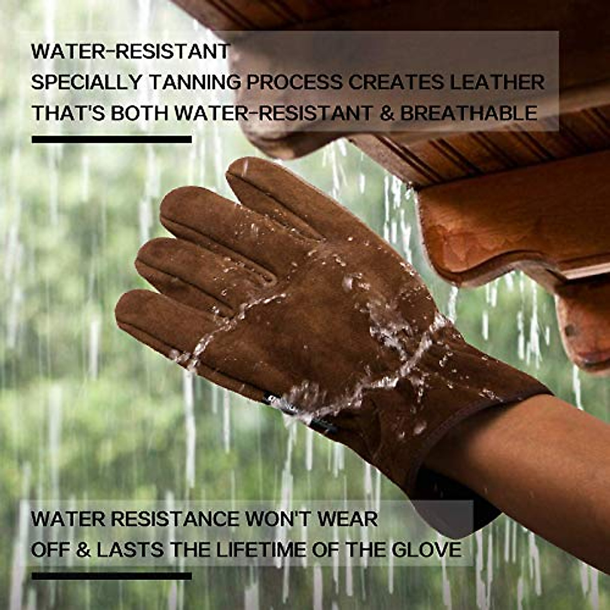 COREGROUND Leather Safety Work Gloves Gardening Carpenter Thorn Proof Truck Driving for Mens and Womens Waterproof heavy duty (Large, Brown)