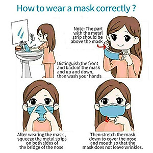 50 Pcs Disposable_Face with Elastic Earloop 3-ply Face Mouth Hygiene Protection Pads with Box, High Filtration and Ventilation Security (Blue- 50Pcs)