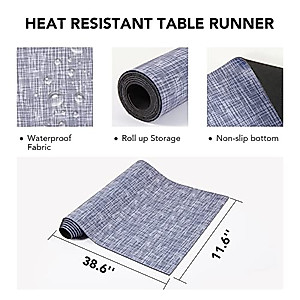 Trivet Table Runner Hot Plates Mat 12 X 40 Inch Heat Resistant Table Protector Waterproof Decorative Farmhouse Kitchen Trivets Counter Heat Proof Placemats for Hot Dishes (Grey)