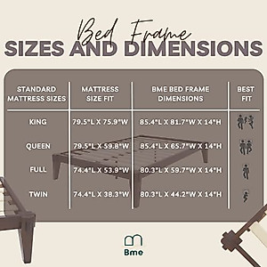 Bme Chalipa 14” Full Size Bed Frame - Wood Platform Bed - Wood Slat Support - No Box Spring Needed - Easy Assembly - Minimalist & Modern Style, Walnut