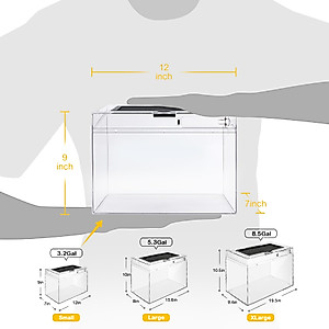 Reptile PC Terrarium, Anti Breakage 15.6x8x10 inch Amphibians Tank Starter Kits, Top Sliding Door Screen Ventilation Mini Habitat Cages, Hygrometer Thermometer, Hide Cave, Tweezer, Sprayer