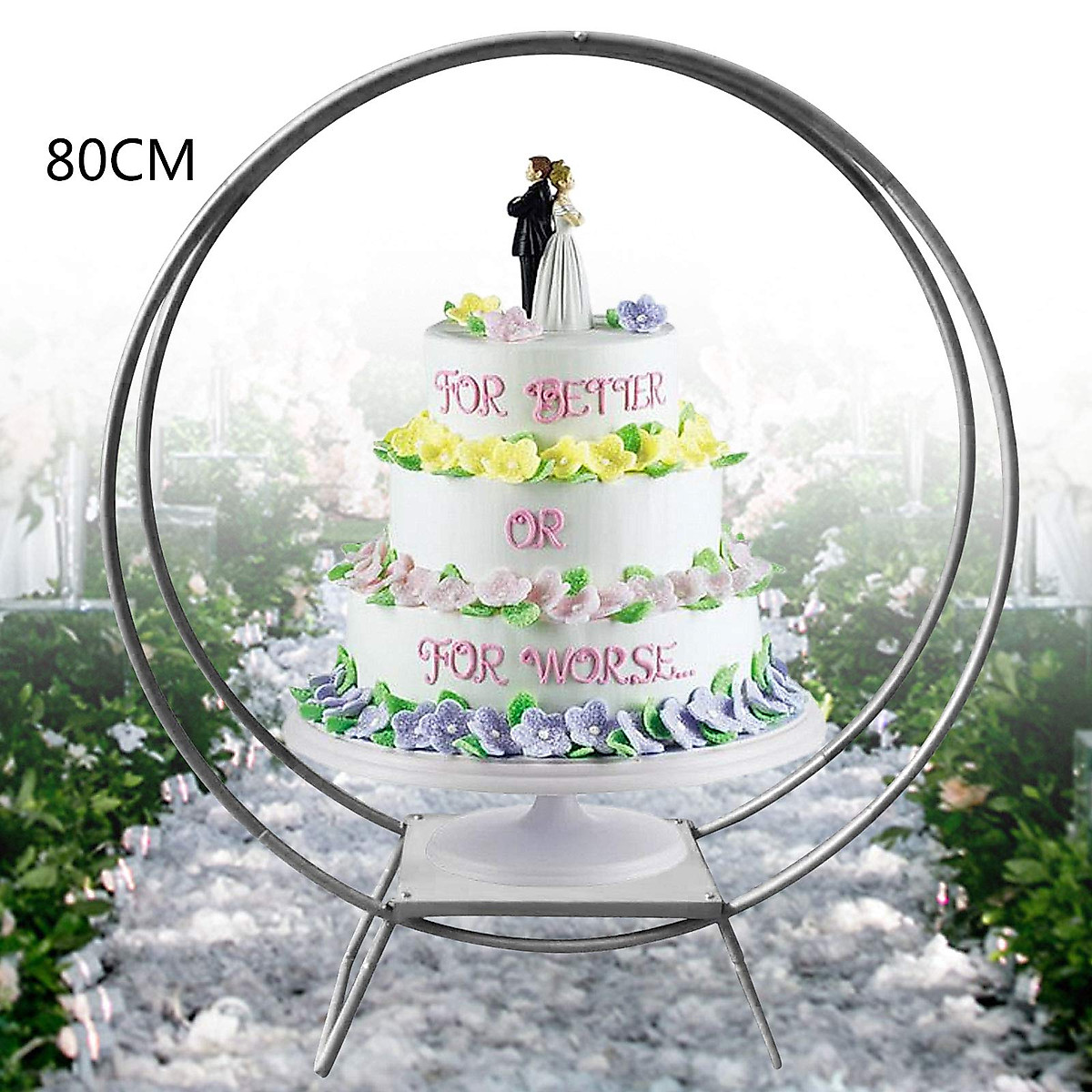LOYALHEARTDY Wedding Arch Cake Stand Metal Flower Stand Cupcake Holders Stand Dessert Display Decorative Background Wedding Reception Events Party Decorations (80CM/Silver-B)