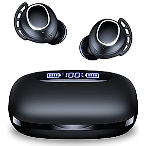 Wireless Earbuds Bluetooth Headphones 120H Playtime IPX7 Waterproof in-Ear Earphones Power Display Ear Buds with Mic and 2600mAh Charging Case for Sports Workout Laptop TV Computer Phone Gaming Black