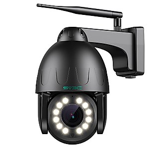 SV3C PTZ WiFi Security Camera Outdoor 15X Optical Zoom Auto Tracking 5MP Floodlight Color Night Vision Wireless IP Cam, 2-Way Audio, Black Metal Shell, RTSP, SD Card Record, BlueIris, Onvif Conformant