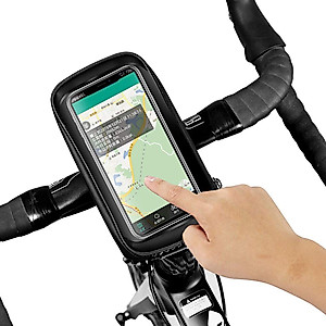 Bike Handlebar Bag, Waterproof Bicycle Frame Handlebar Bag Accessories Cycling Front Top Tube Pouch Pannier Bike Phone Mount Holder Stand for iPhone 15 14 13 12 11 Pro MAX XS XR Smartphone up to 6.7''