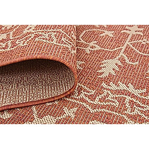 Unique Loom Outdoor Botanical Collection Area Rug - Allover (7' 1" x 10' Rectangle, Terracotta/ Beige)