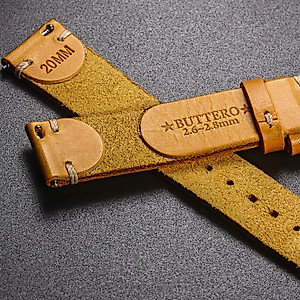 torbollo 20mm Leather Watch Bands for Men, Italian Buttero leather Watch Strap Quick Release Vintage Replacement Wrap Yellow