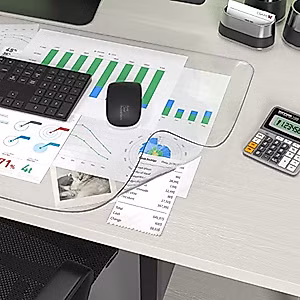 Oterri Clear Writing Desk Pad, Heat Resistant Waterproof PVC Round Edge Durable Desk Protect Mat, Anti-Static Writing Mat-23.6’’x13.7” Table Protector