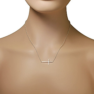 My Daily Styles 925 Sterling Silver Sideways Cross Necklace for Women - Yellow Gold & Rose Gold - Womens Jewelry Gift for Birthday, Christmas and Mother's Day
