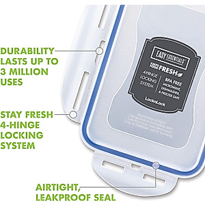 Generic 2 PACKS - LocknLock Easy Essentials Food lids/Pantry Storage/Airtight containers, BPA Free, With Dividers, 870 ml, 29oz, clear, Transparent, 2XHPL823C