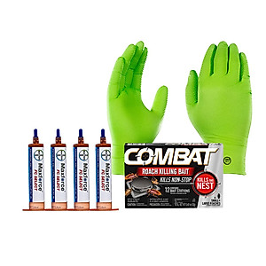 Maxforce Select Roach Kill Kit – 4 Tubes German Roach Killer Gel, Roach Killing Bait Stations 12 Count – Premium Chemical Resistant USA-Supply Gloves | USA Supply Pest ID Card