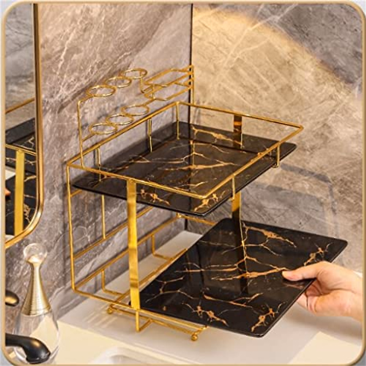 Countertop Rack Toilet Bathroom Toilet Rack Desktop Hand Washing Makeup Wash Table Storage Rack Box (Color : D, Size : Multi-Layer)