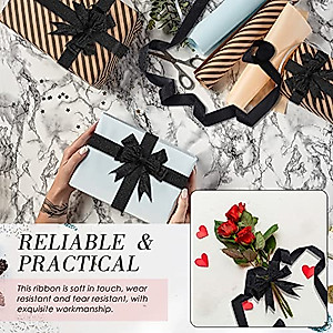 2 Rolls Glitter Ribbon 1-1/2 Inch x 10 Yards Wrapping Cut Edge Ribbon for Gift Wrapping Shiny Wrapping Ribbon for DIY Crafts Shower Tree Party Home Wedding Decoration(Black, 1-1/2 Inch Wide)