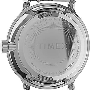 Timex Women's Transcend 31mm Watch – Silver-Tone Case Silver-Tone Dial with Multicolored Stones & Stainless Steel Mesh Bracelet