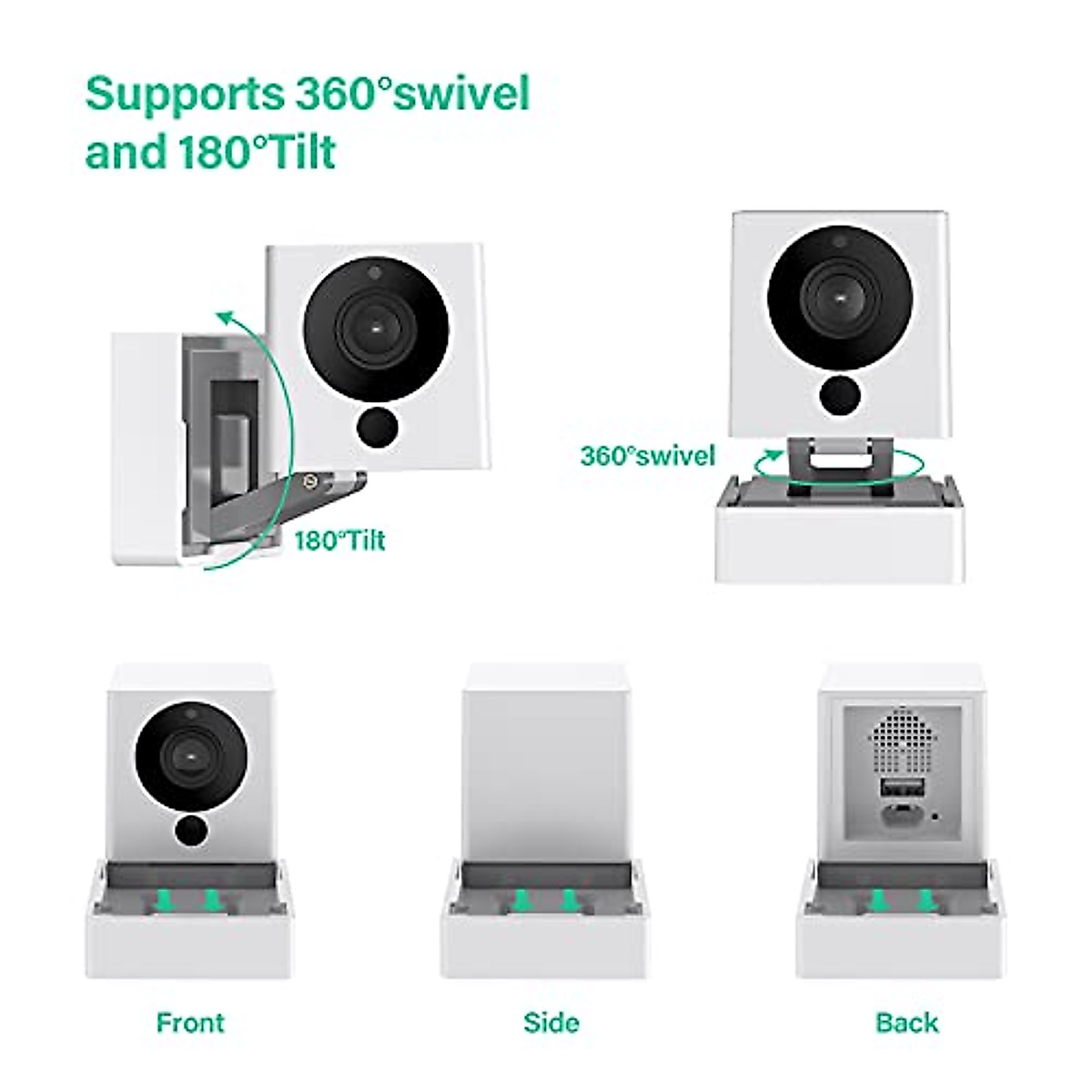 OLAIKE 3Pack Wall Mount Bracket for Wyze CamV3/V2/Spotlight, Strong Adhesive Holder 3M Stick On or Screws Bracket, Support 360° Swivel and 180° Tilt (NOT Include Camera), White