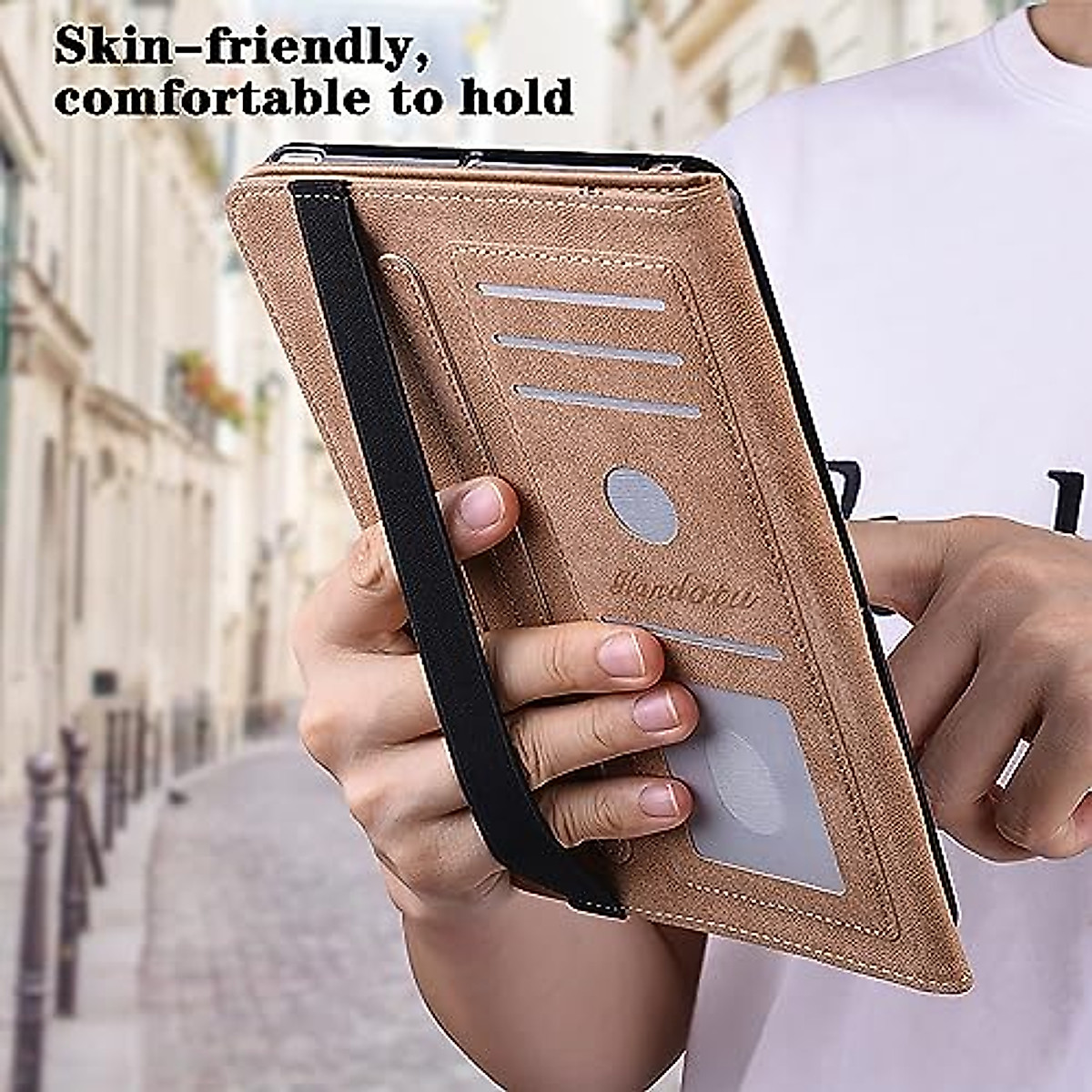 VODEFOX for iPad Pro 12.9 6th / 5th / 4th / 3rd Generation Case 2022/2021/2020/2018, Premium PU Leather Folio Stand Cover with Elastic Band & Card Holder for iPad Pro 12.9 Inch - Don't Touch