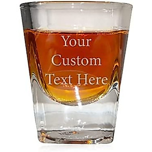 Custom Text Shot Glass - Engraved Personalized Shot Glasses For Weddings, Birthdays, Groomsmen and Party Favors - Unique Shot Glasses, Square Shot Glass Party Favors (1 Pack-2oz Square Shot)