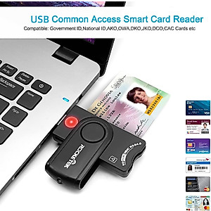 USB Smart Card Reader, Rocketek DOD Military USB Cac Memory Card Reader Compatible with Windows, Linux/Unix, MacOS X - Build In SDHC/SDXC/SD Card Reader and Micro SD Card Reader