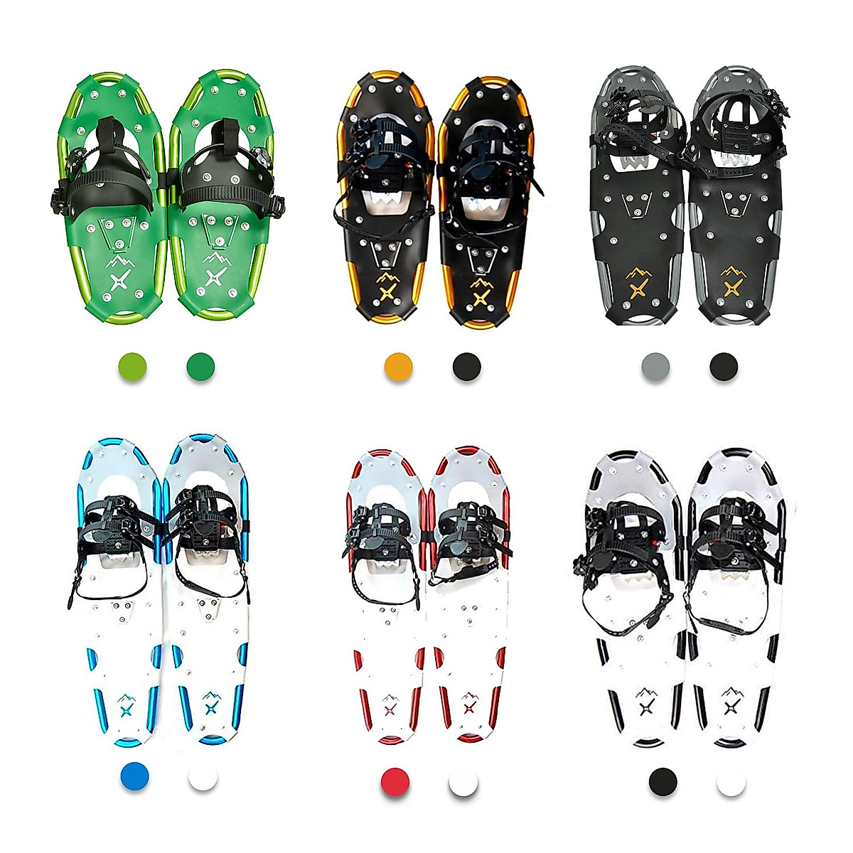 Xtrempro All Terrain Snowshoes with Trekking Poles,Lightweight Aluminum Snowshoes and Trekking Poles for Women/Men/Kids,Adjustable Ratchet Bindings and Carrying Tote Bag(Gold, 30)