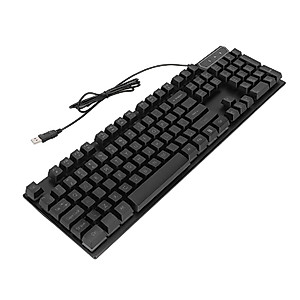 Keyboard and Mouse Combo, 104 Keys Wired USB Mouse and Keyboard Set, Waterproof Ergonomic Keyboard LED Backlit, Keyboard Mouse Set for Gaming (D280 Suit Word Through Black)