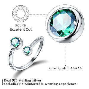 Esberry 925 Sterling Silver Birthstone Adjustable Rings January Birthstone Birth Month Open Rings Birthday Gift for Teen Girls Women