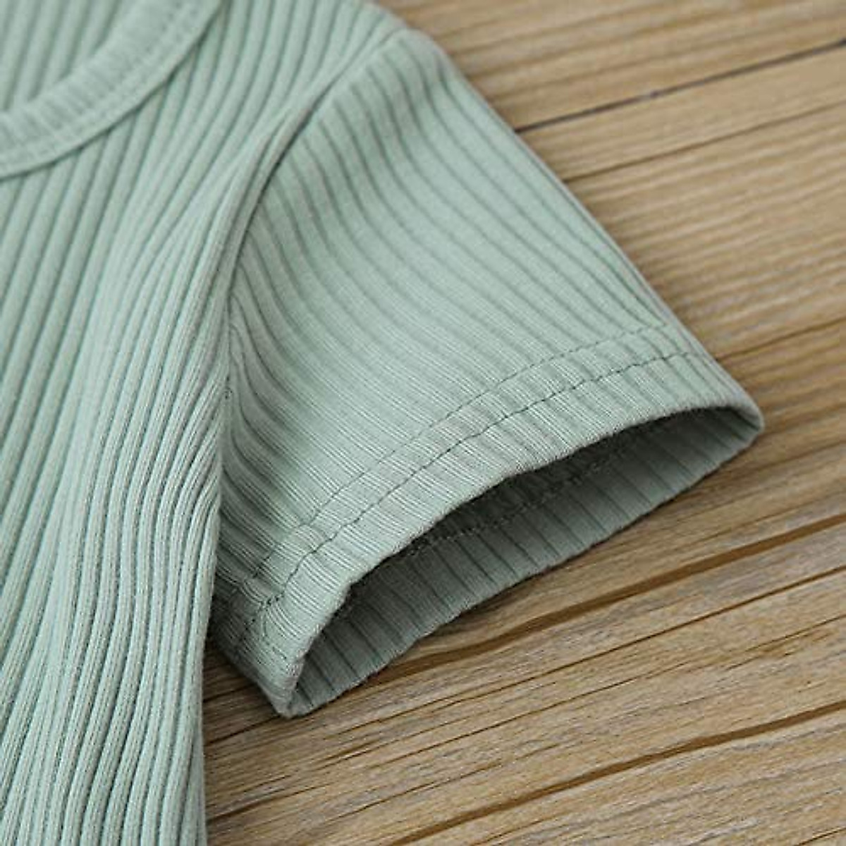 Amuhou Unisex Baby Short Sleeve T-shirts and Shorts Sets Stripe for Newborn Infant Toddler Boy Girls (White/Light Green, 0-6 Months)