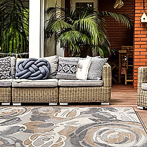 Rugshop Ravenna Modern Large Floral Flowers Indoor/Outdoor Area Rug 7'10" x 10' Gray