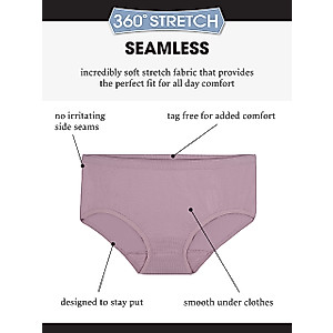 Fruit of the Loom Women's No Show Seamless Underwear, Amazing Stretch & No Panty Lines, Available in Plus Size, Nylon-Bikini-8 Pack-Assorted Neutrals, 7
