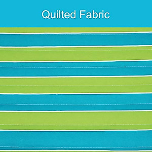Prime Garden Double Quilted Fabric Hammock with Pillow, Hardwood Spreader Bars, 2 Person Hammock 450 Pound Capacity for Patio Garden Yard, Blue Green Stripe