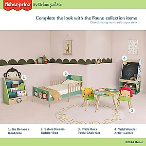 Fisher Price Fauna Collection Wild Wonder Artist Center by Dream On Me, Jungle Print, Built-in Blackboard, Crafted with Durable Pinewood