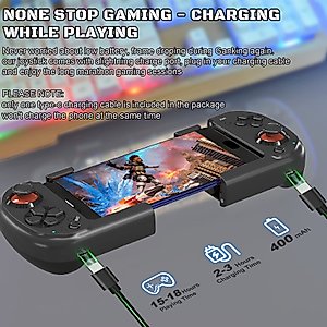 Mobile Gaming Controller for iPhone iOS Android Wireless Gamepad Joystick - One-Handed Mobile Gamepad - Magnetic Storage - Call of duty- Direct Play