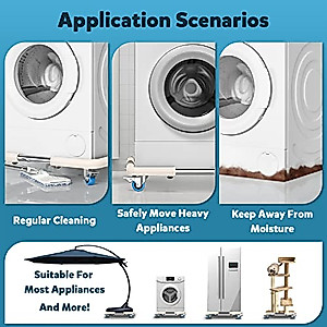 DOZAWA Telescopic Furniture Dolly with 4 Locking Wheels,Washing Machine Stand Refrigerator Base Moving Cart,Size Adjustable,White