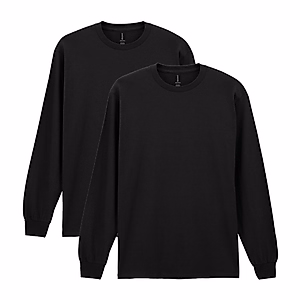 Gildan Youth Ultra Cotton Long Sleeve T-Shirt, Style G2400B, 2-Pack, Black, Medium